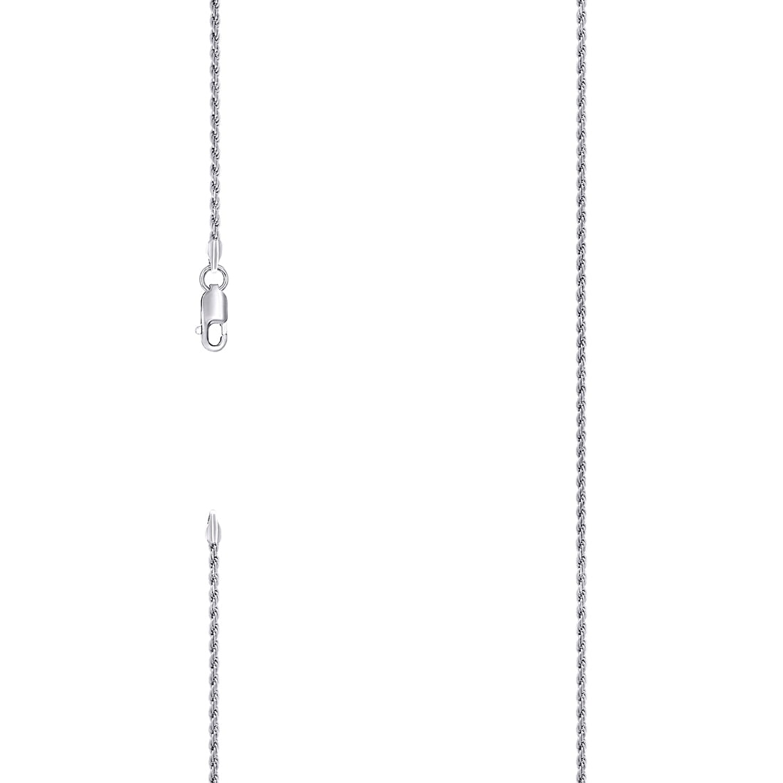 925 Sterling Silver Solid Rope Chain Rhodium 1.5mm Necklace 22 Inch ...