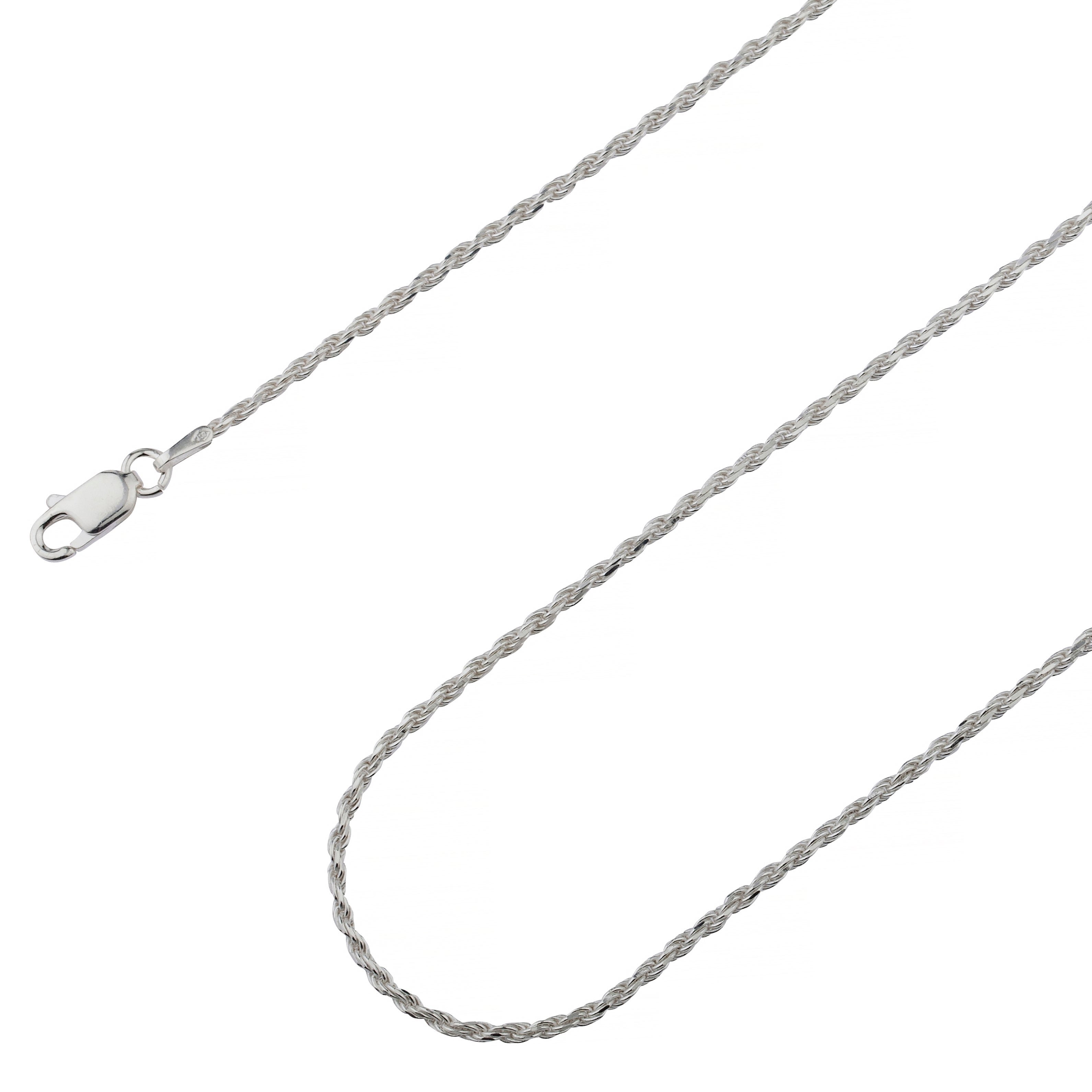 925 Sterling Silver, Solid Rope Diamond Cut Silver Chain 1.5mm Necklace ...