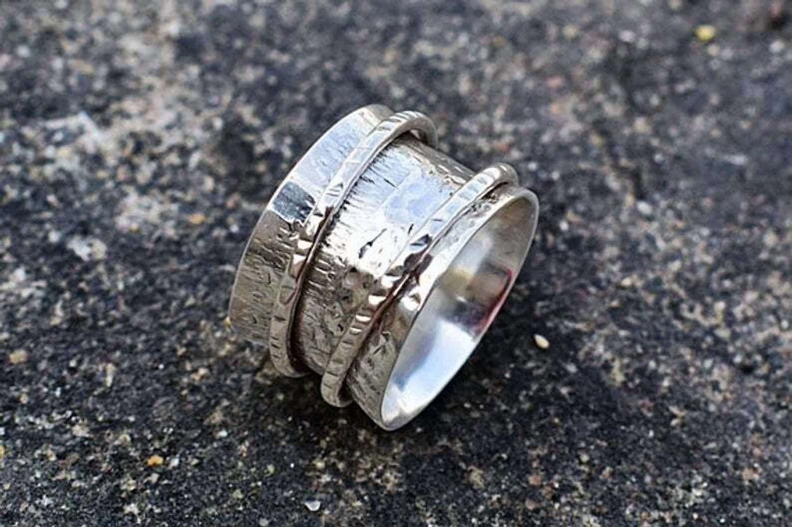 925 Sterling Silver Solid Spinner Thumb Ring Handmade Rotating Band ...