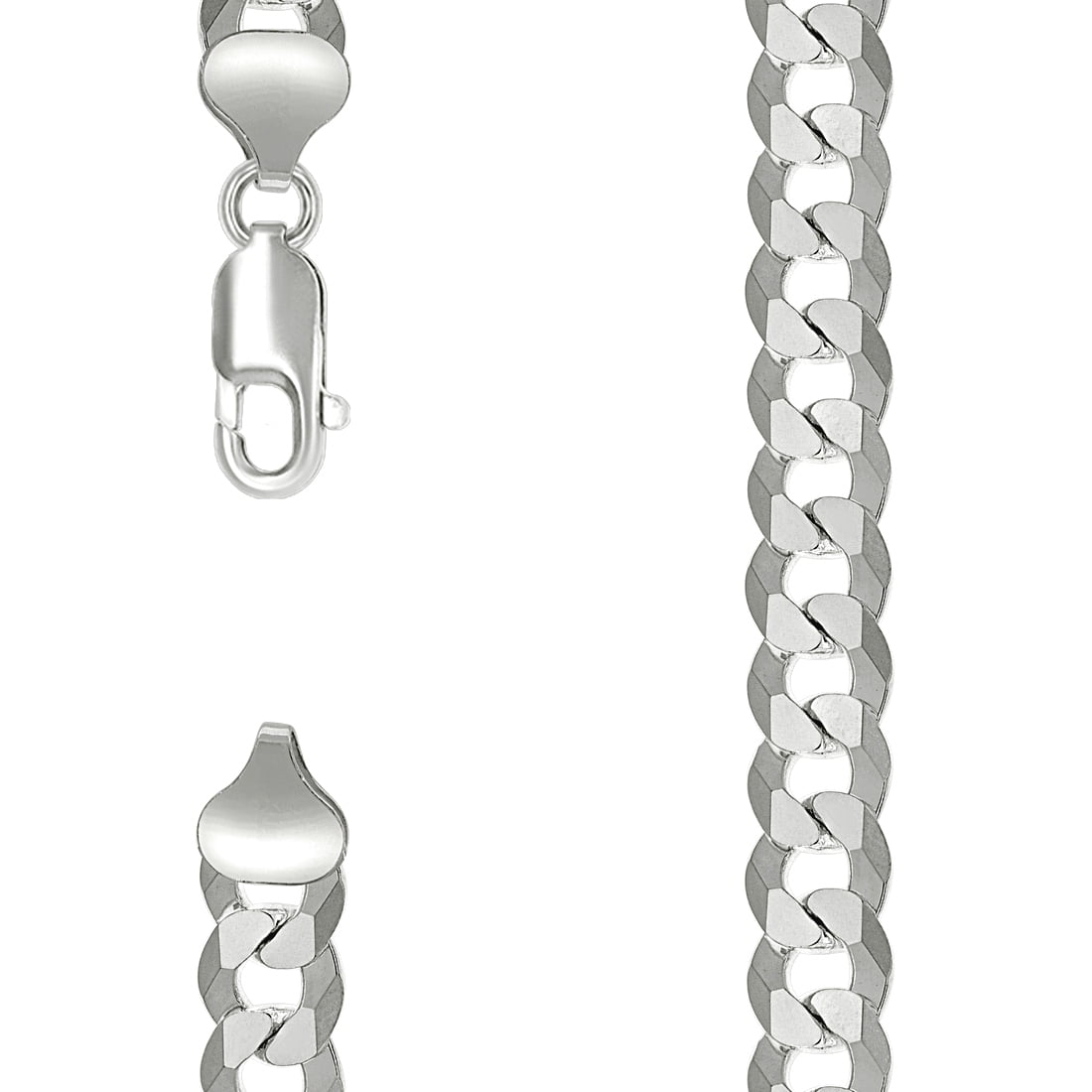 925 Sterling Silver Solid Super Flat Comfort Curb Chain Silver 8.6mm ...