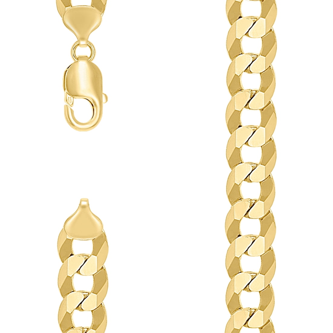 925 Sterling Silver Solid Super Flat Comfort Curb Chain Yellow 12.5mm ...