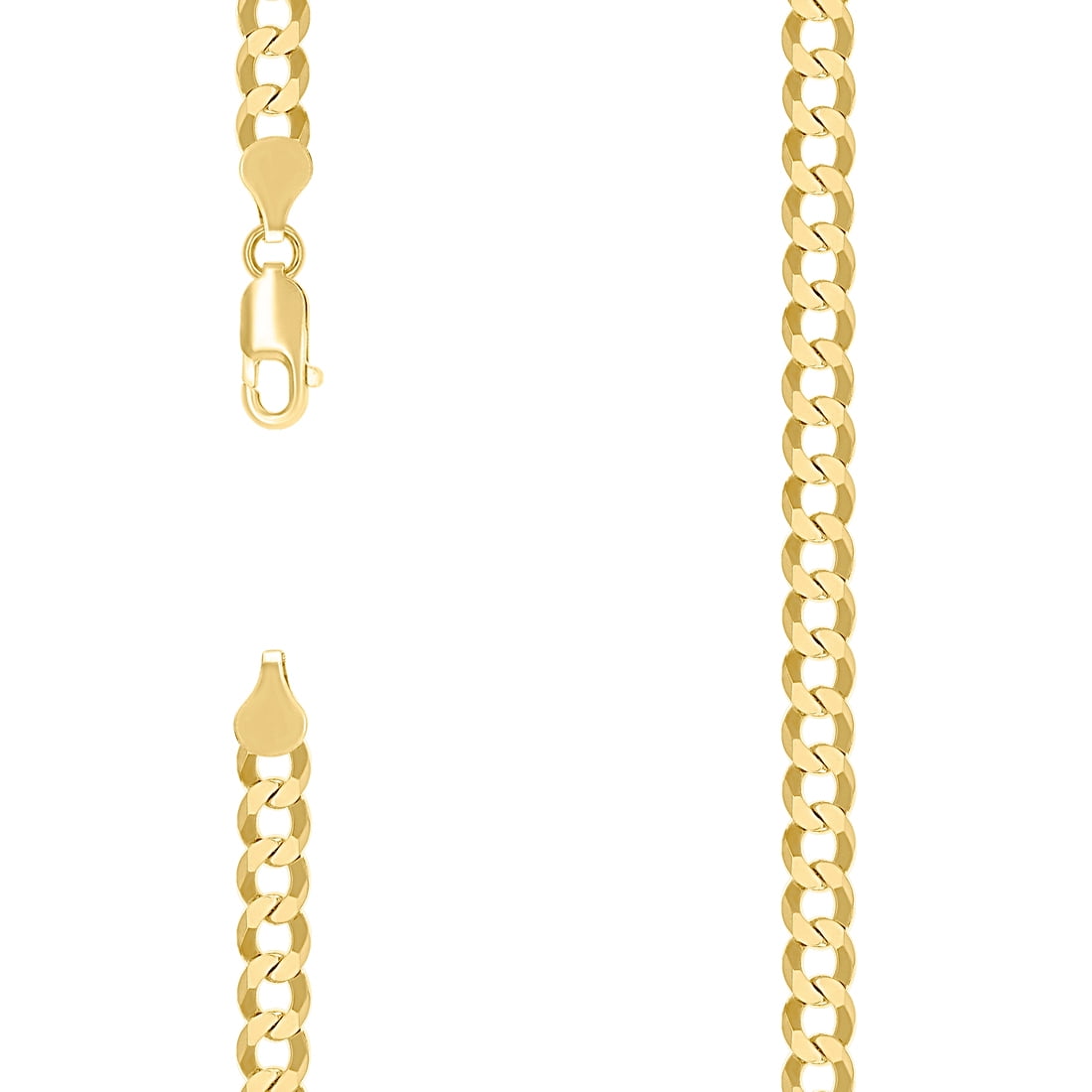 925 Sterling Silver Solid Super Flat Comfort Curb Chain Yellow 6mm ...