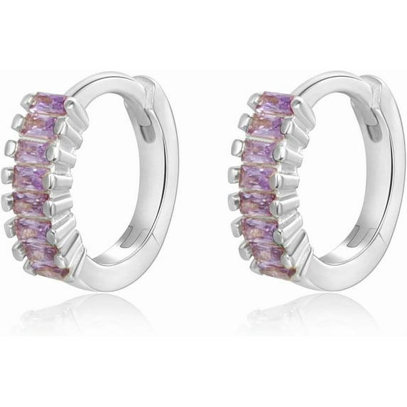 925 Sterling Silver Sparkly Cute Cubic Zirconia Hoop Earrings Trendy CZ ...