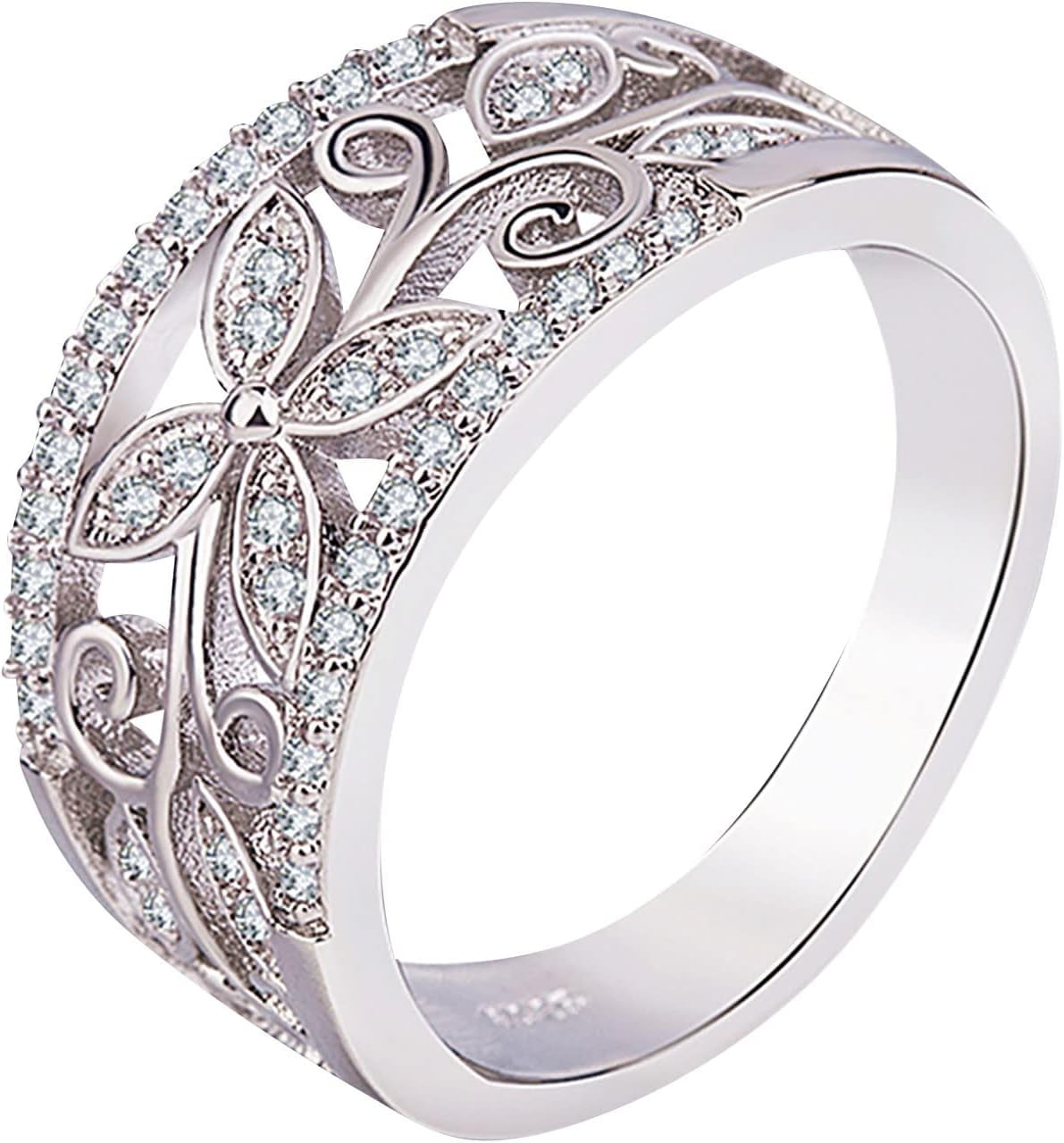 925 Sterling Silver Spinner Flowers Ring for Women Fidget Anxiety ...