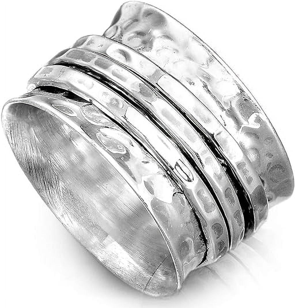 925 Sterling Silver Spinner Ring for Women 3 Fidget Rings Band Wide ...