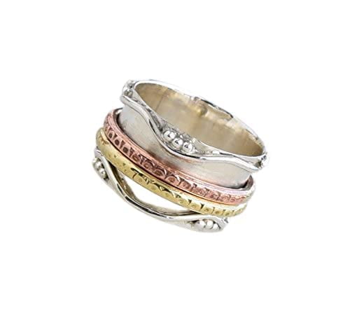 925 Sterling Silver Spinner Ring for Women, Yoga Maditation Spin ring ...
