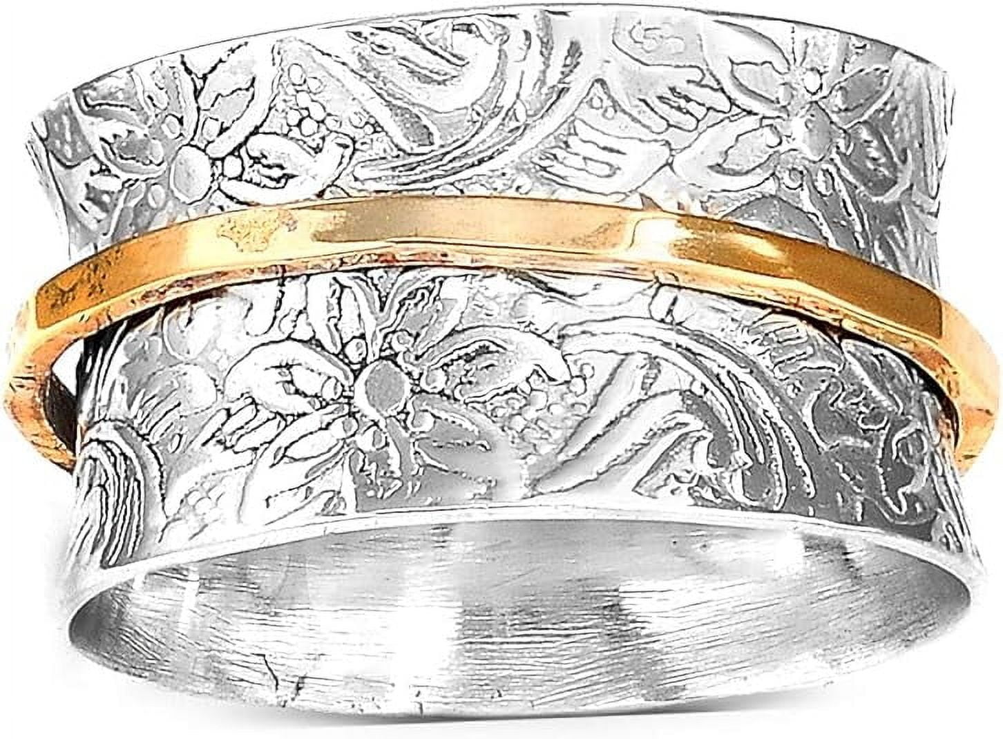 925 Sterling Silver Spinner Ring for Women with Brass Fidget Ring ...