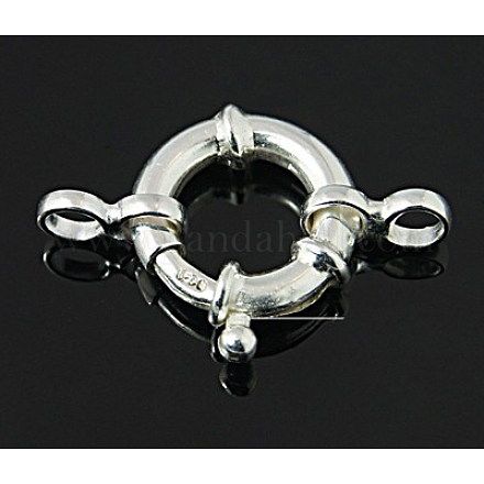 925 Sterling Silver Spring Ring Clasps Silver 21.5x10x2.5mm Hole: 2.2mm ...