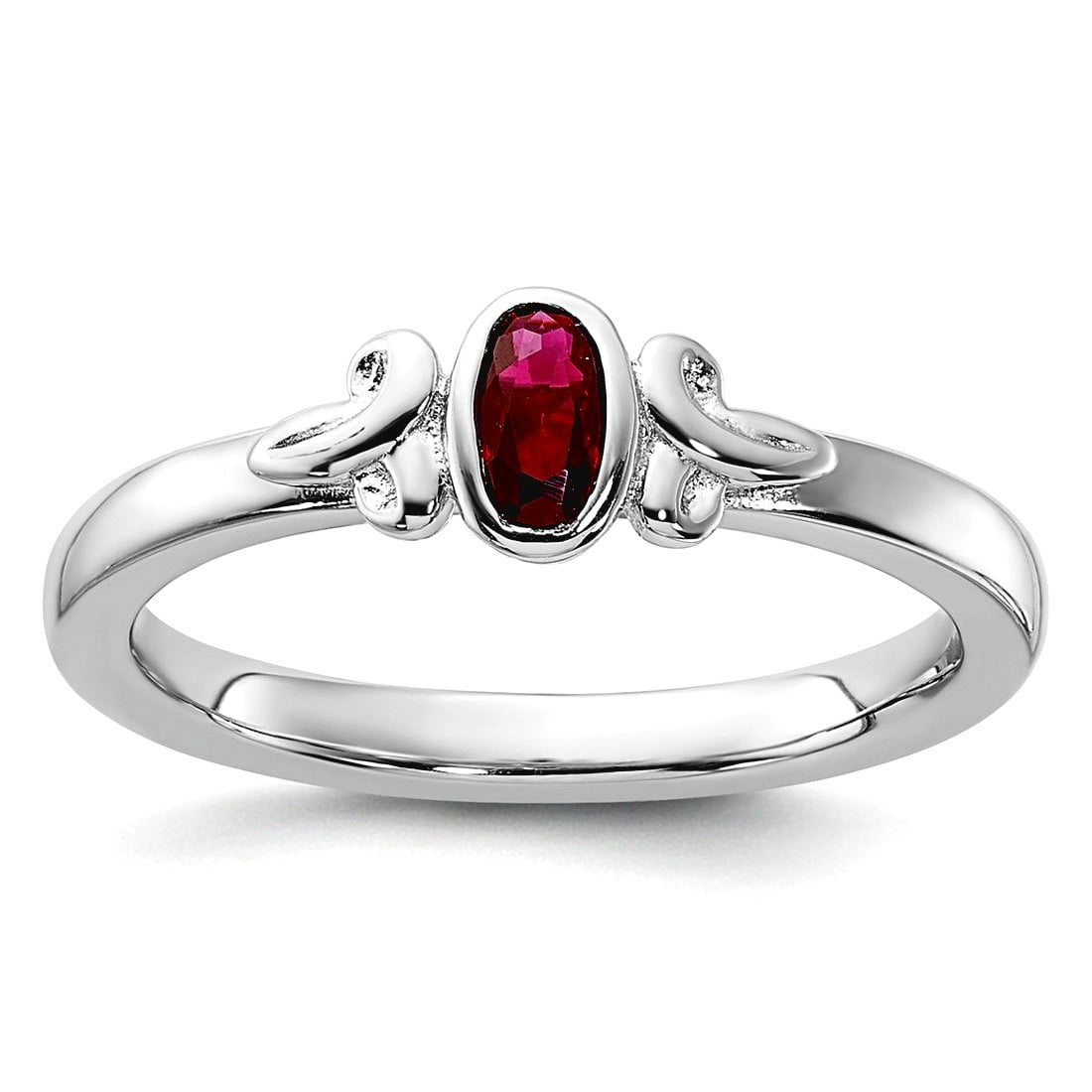 925 Sterling Silver Stackable Created Ruby Ring Size 10-Stackable-Ring ...