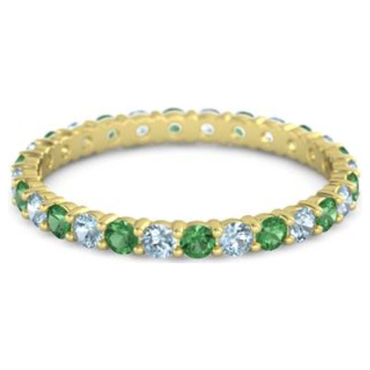 925 Sterling Silver Stackable Round 2.5 MM Emerald With Aquamarine ...