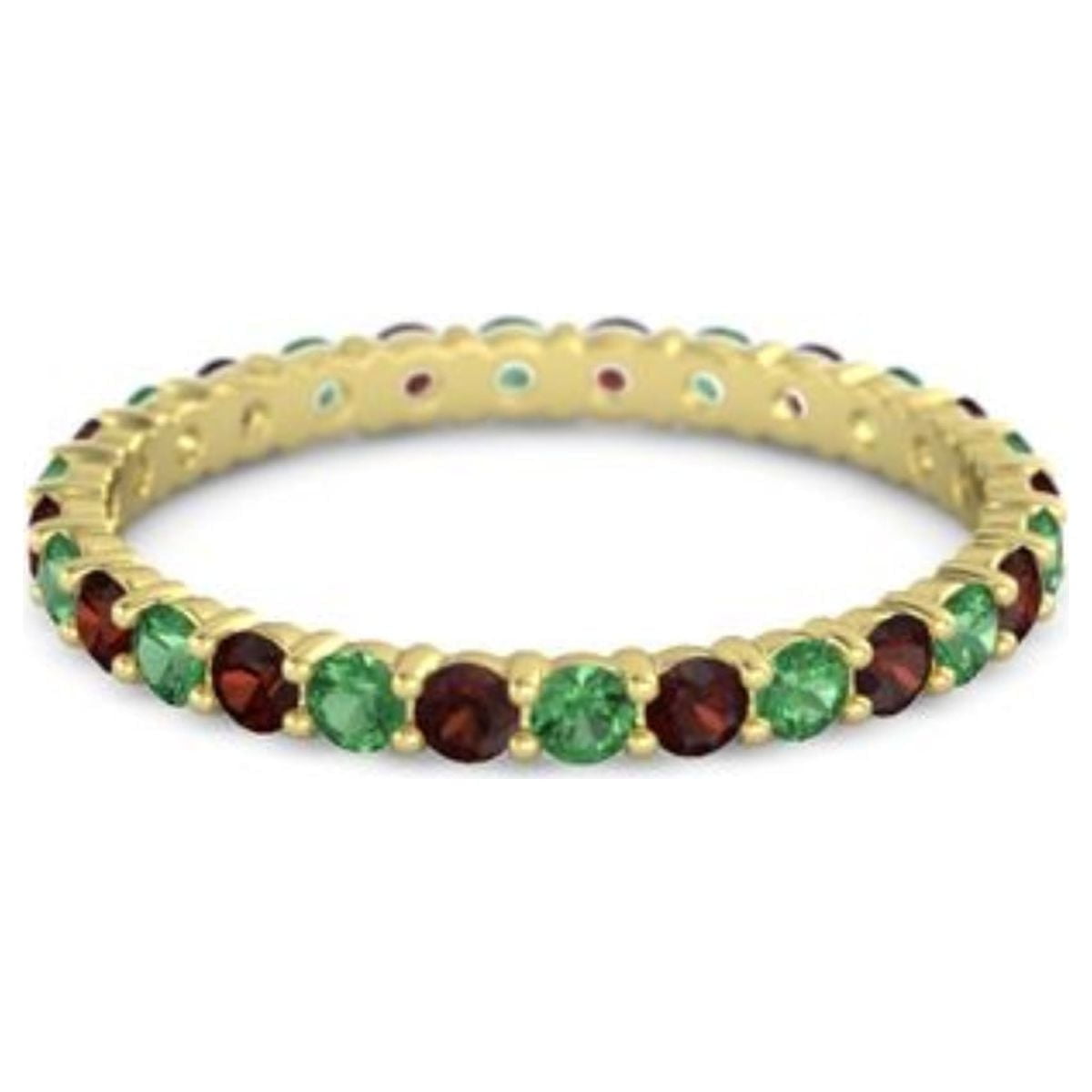 925 Sterling Silver Stackable Round 2.5 MM Emerald With Garnet Women ...