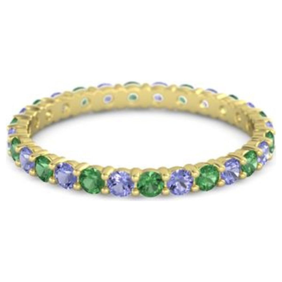 925 Sterling Silver Stackable Round 2.5 MM Emerald With Iolite Women ...