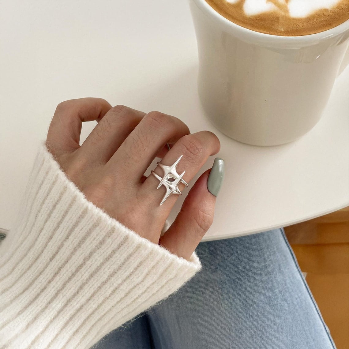 925 Sterling Silver Star Ring | Adjustable Statement Ring | Shining ...