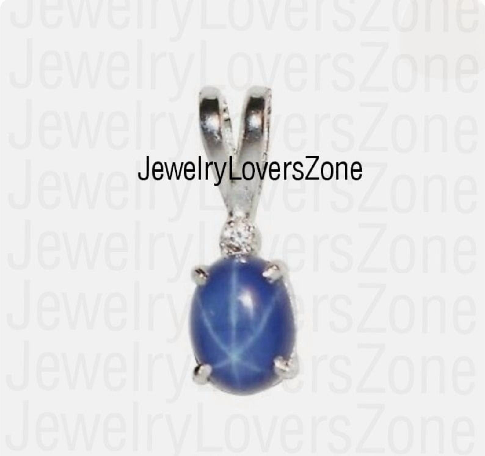 925 Sterling Silver Star Sapphire Pendant Oval Cut Star 6-Ray Gems ...