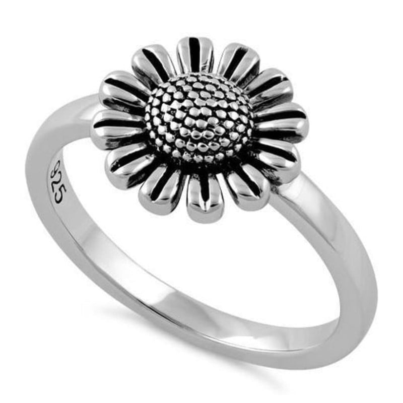 925 Sterling Silver Sunflower Engagement Ring Floral Inspired Proposal ...