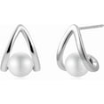 925 Sterling Silver Teardrop White Pearl Small Simple Stud ...