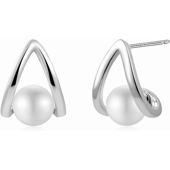 925 Sterling Silver Teardrop White Pearl Small Simple Stud ...