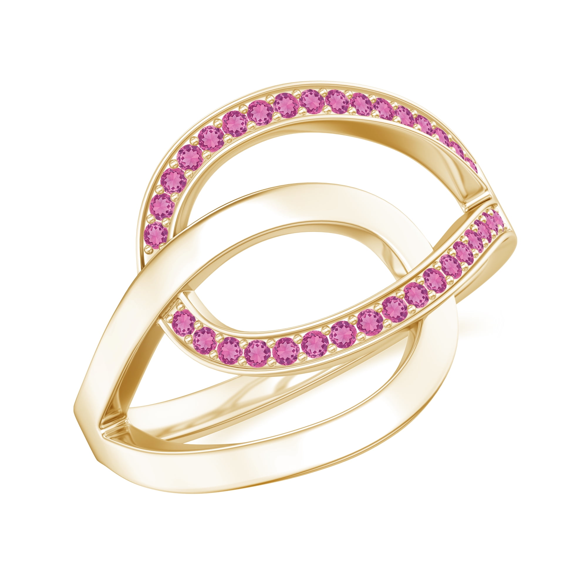 925 Sterling Silver Tie Knot Wedding Band Ring Yellow Gold Plated Pink ...