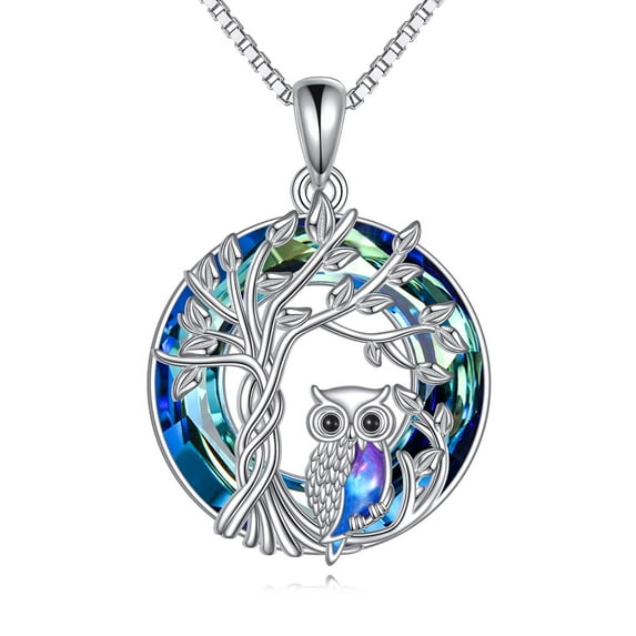 925 Sterling Silver Tree of Life Necklace With Crystal Owl Pendant Tree ...