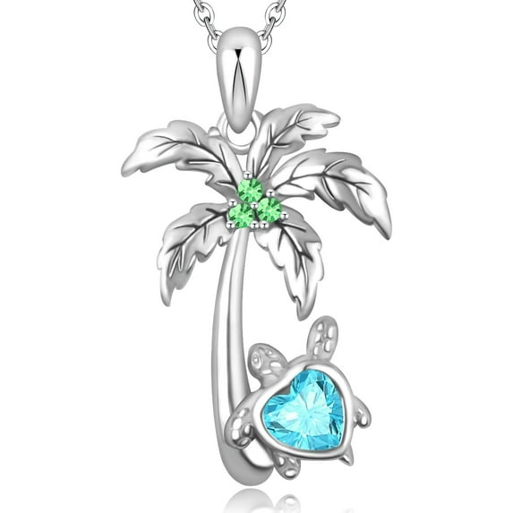 925 Sterling Silver Turtle Necklaces con Shining Blue Heart-Jewelry ...