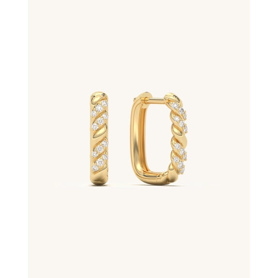 925 Sterling Silver Twisted Rope Rectangular Hoop Earrings for Women ...