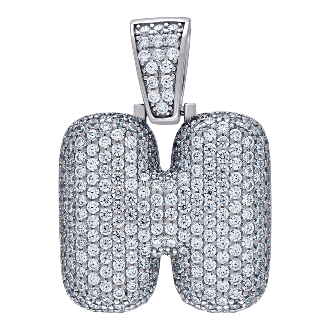 925 Sterling Silver Unisex Cubic Zirconia Bubble Letter Initial ...
