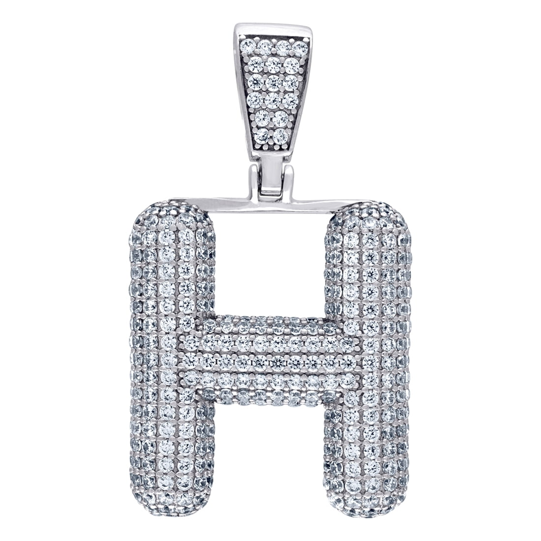 925 Sterling Silver Unisex Cubic Zirconia Bubble Letter Name ...