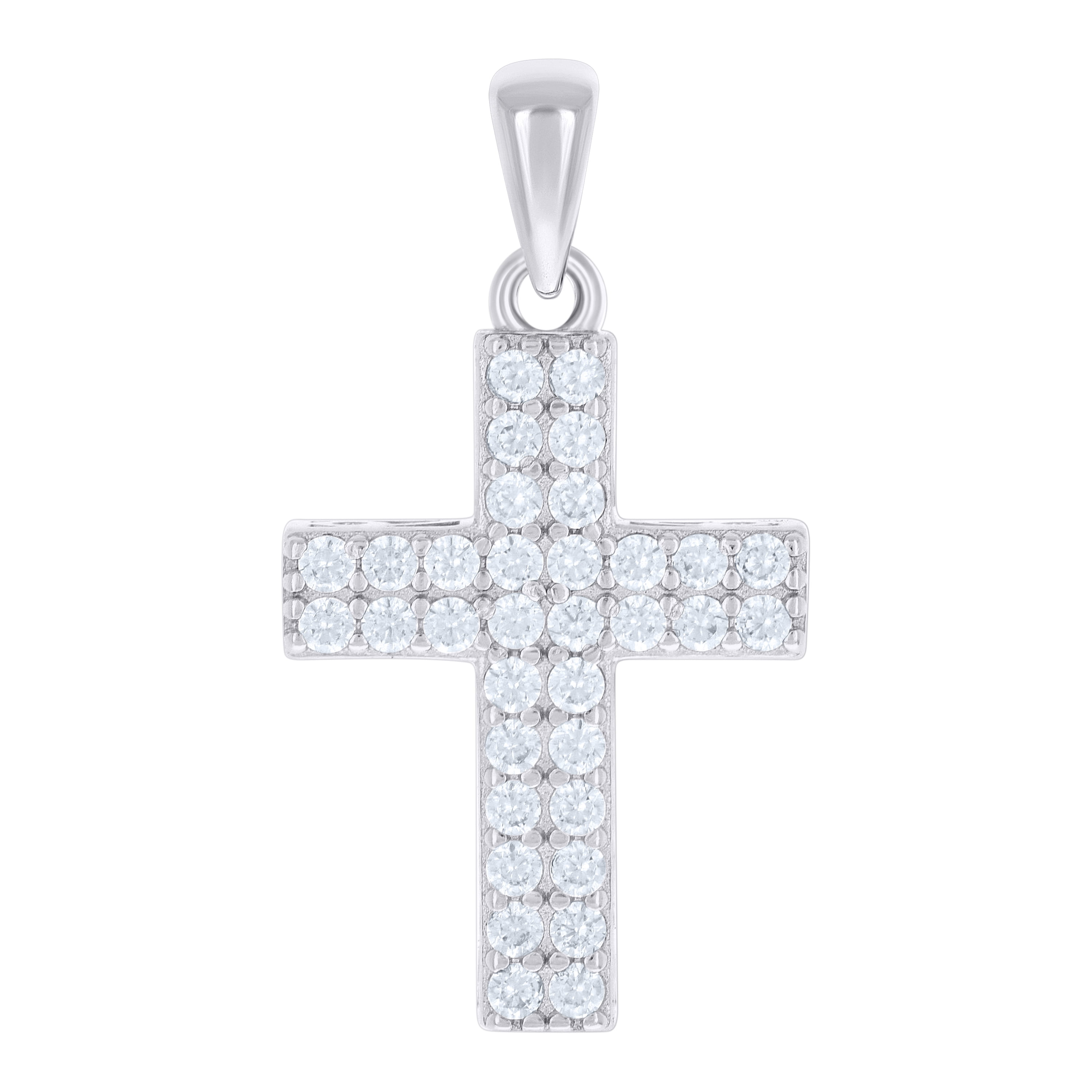 925 Sterling Silver Unisex Cubic-Zirconia Cross Religious Charm Pendant ...