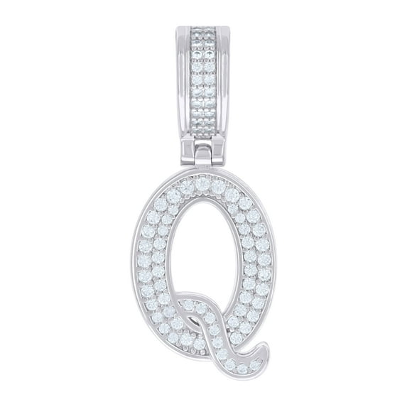 925 Sterling Silver Unisex Cubic-Zirconia Initial Letter Q Charm ...