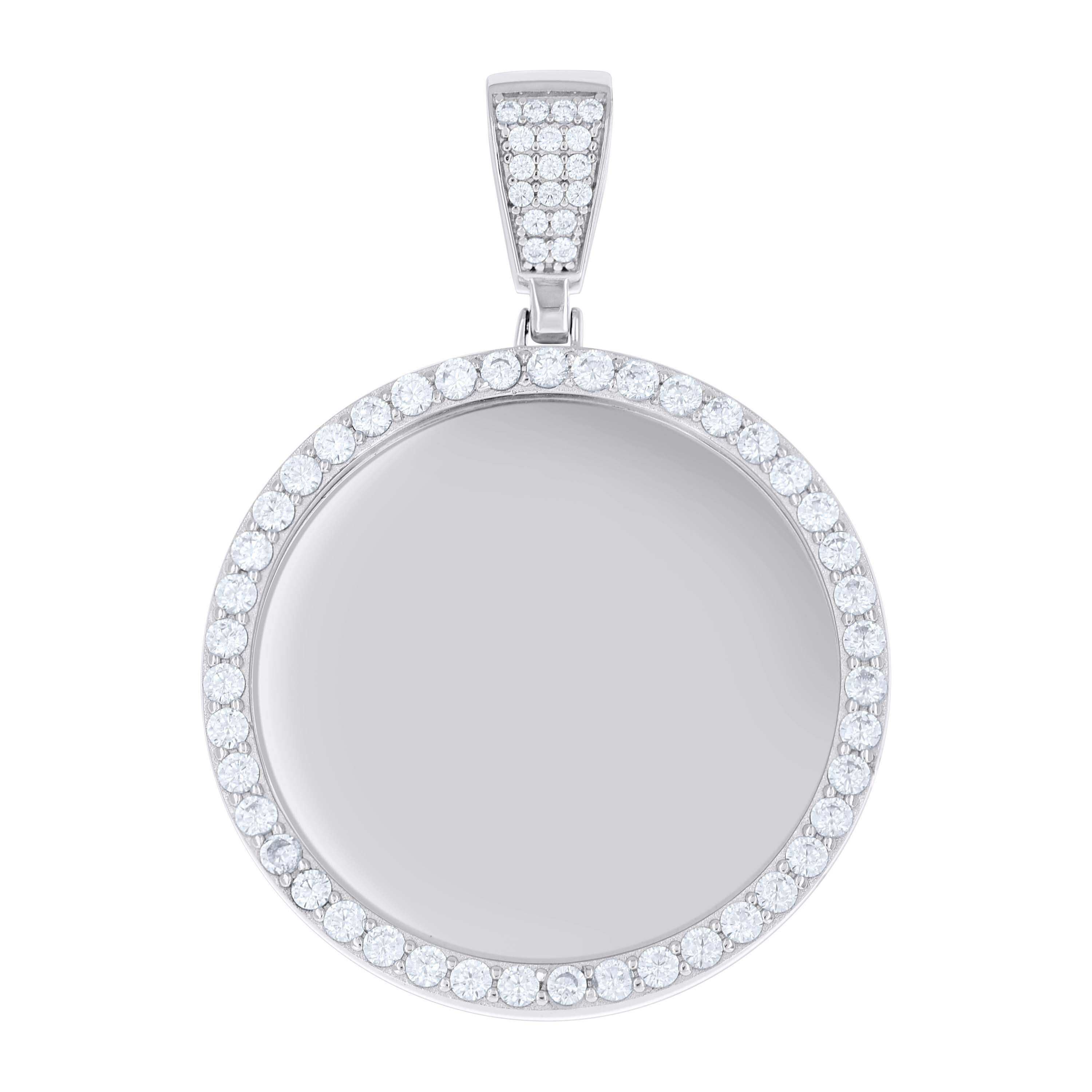925 Sterling Silver Unisex Cubic-Zirconia Memory Circle Photo Frame ...