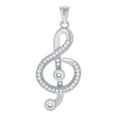 925 Sterling Silver Unisex Cubic Zirconia Note Treble Clef Charm ...