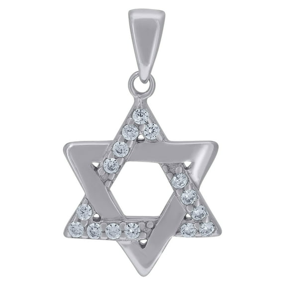 925 Sterling Silver Unisex Cubic-Zirconia Star Of David Symbol ...