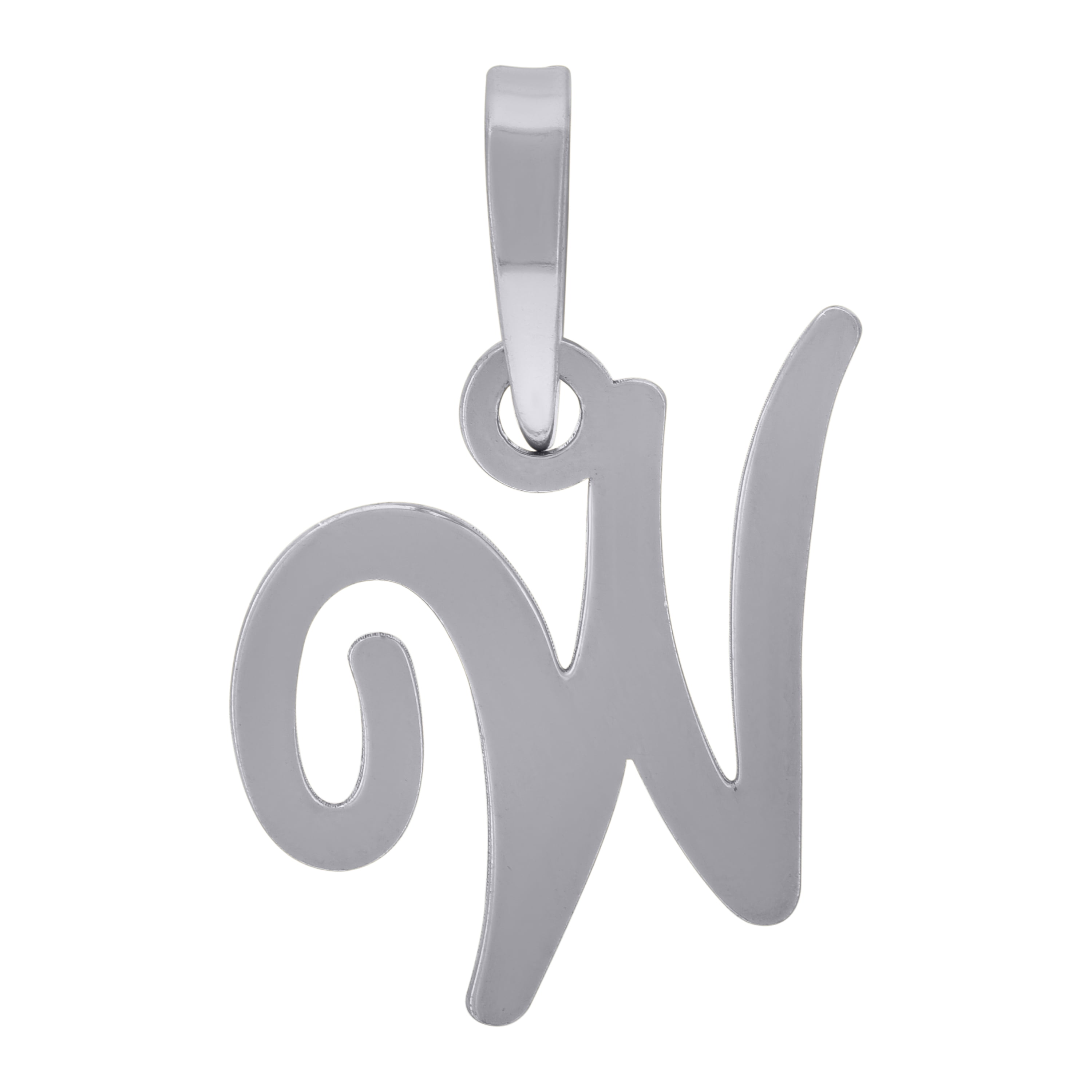 925 Sterling Silver Unisex Cursive Initial Alphabet W Charm Pendant ...