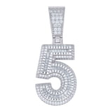 925 Sterling Silver Unisex Round Baguette Cubic-Zirconia Initial Number ...