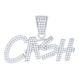 925 Sterling Silver VVS Moisanite Iced Charm Italic Font CASH Pendant 1 ...