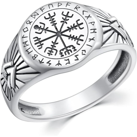 925 Sterling Silver Viking Compass Ring for Men Size 9/10/11 - Walmart.com