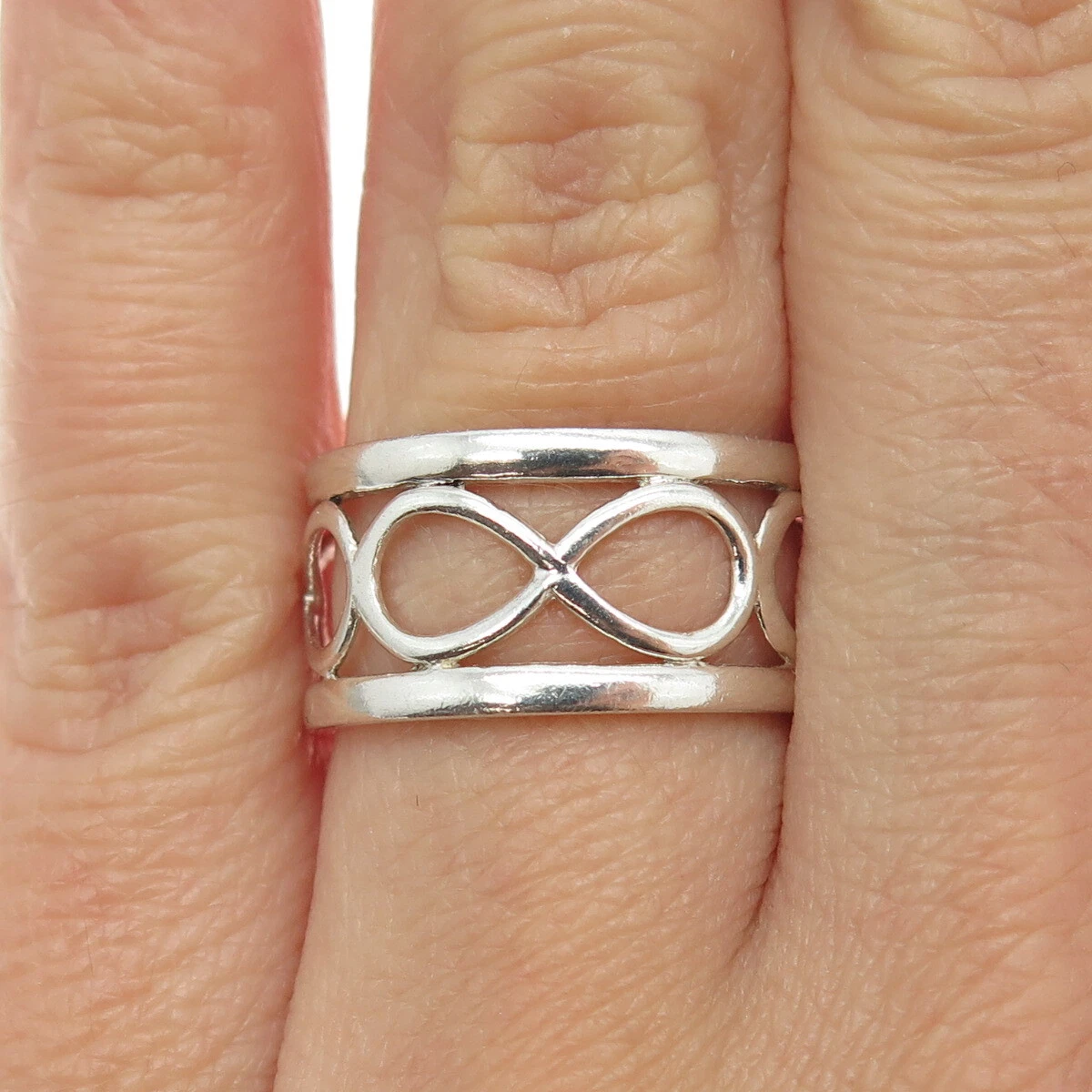 925 Sterling Silver Vintage All Around Infinity Band Ring Classic ...