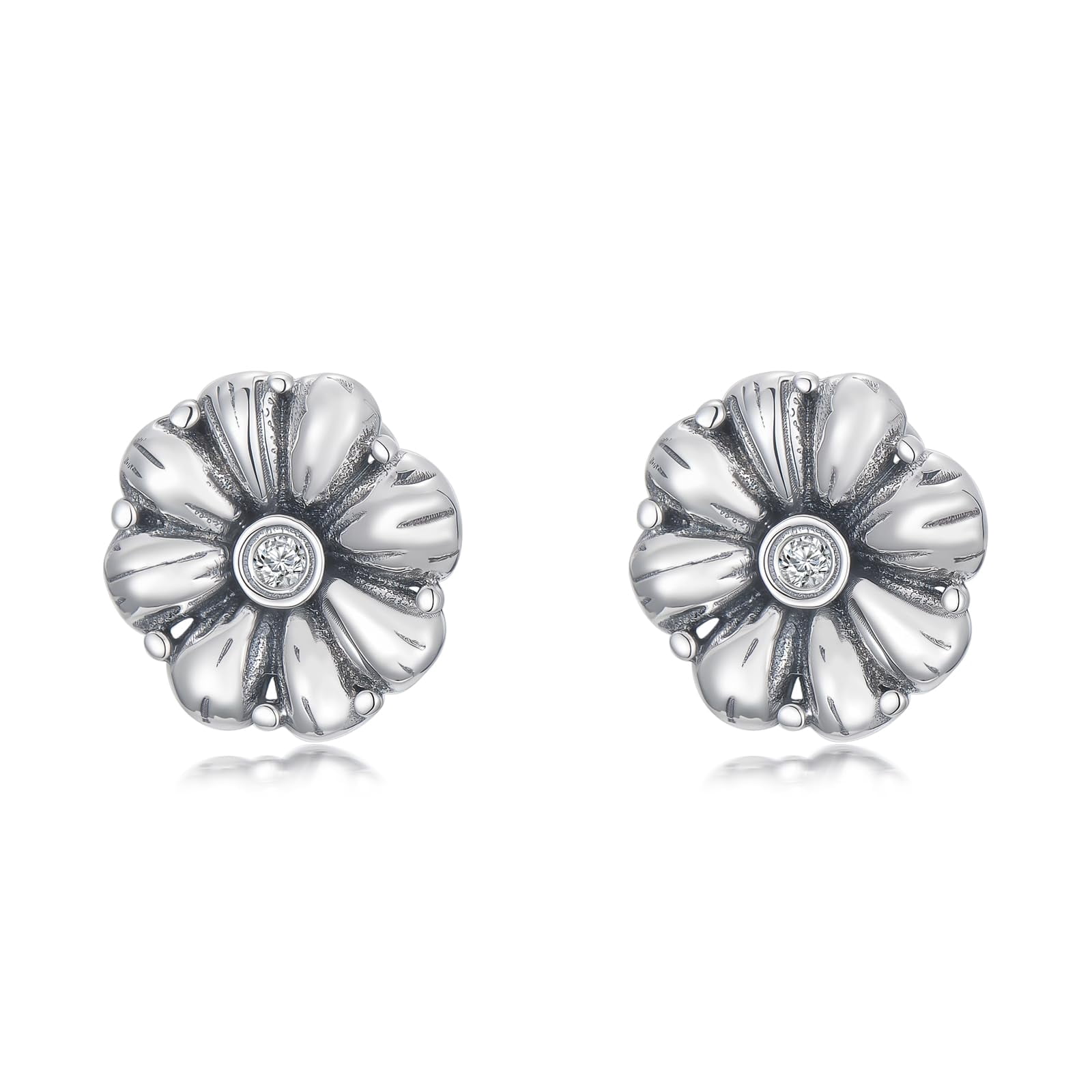 925 Sterling Silver Vintage Retro Daisy Studs Earrings Hypoallergenic ...