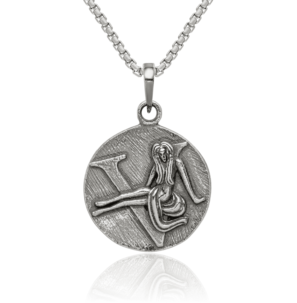 925 Sterling Silver Vintage Virgo Horoscope Zodiac Necklace Chain ...