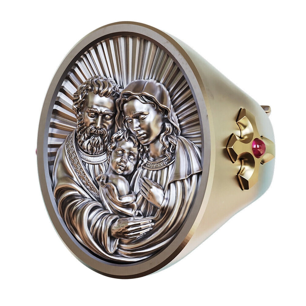 925 Sterling Silver Virgin Mary Madonna Jesus Christ Cross Ring TA511 ...