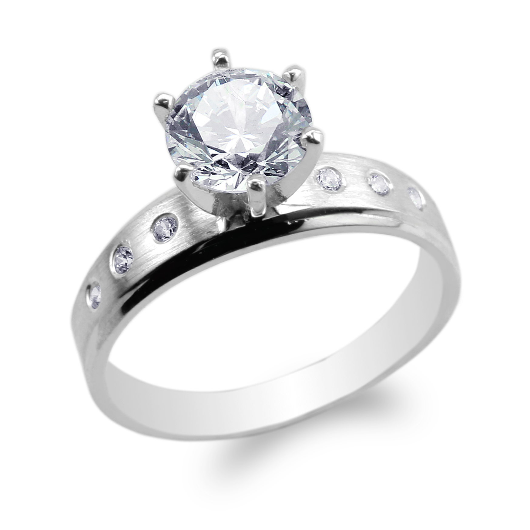 925 Sterling Silver Wedding Engagement Ring with Round CZ Embedded Size ...