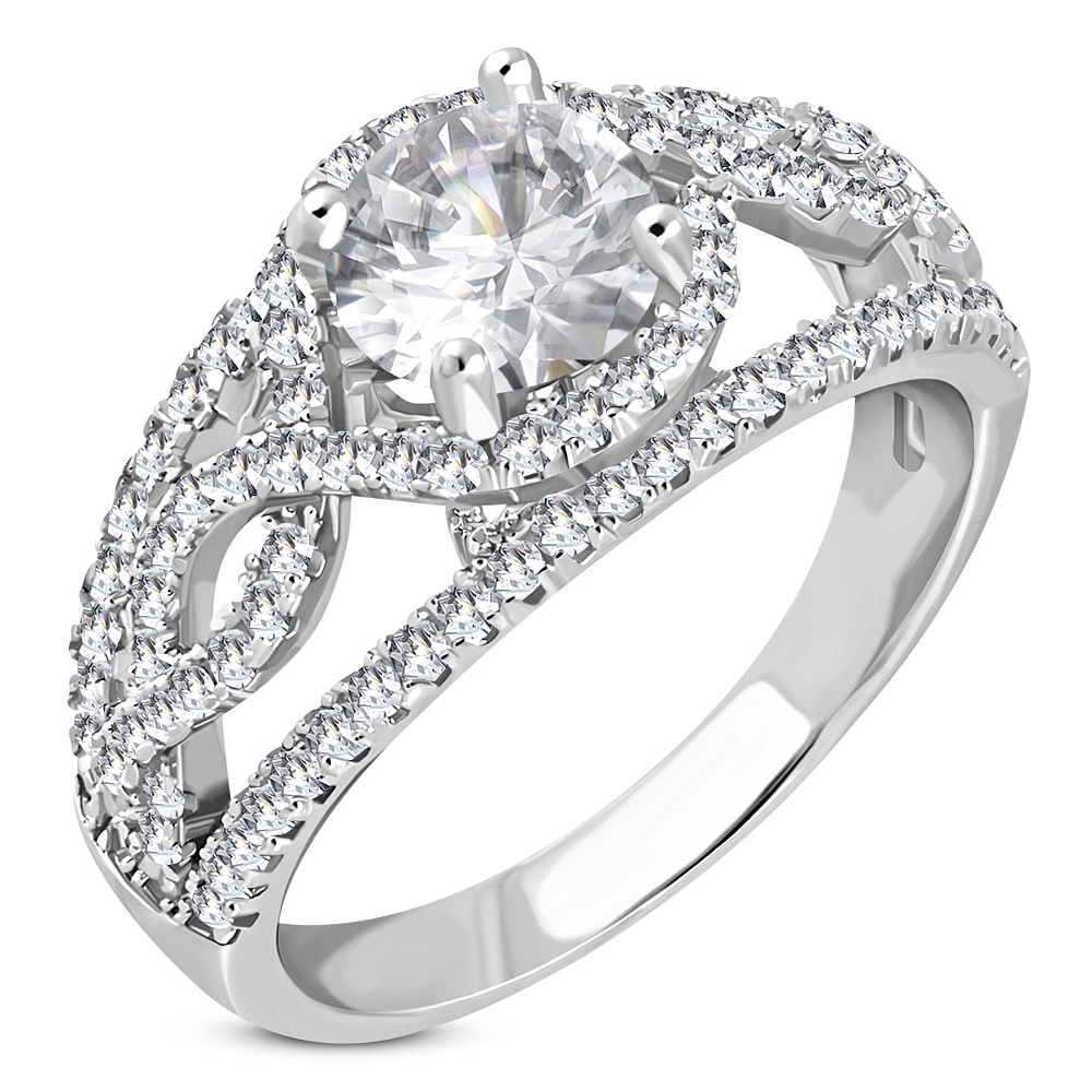 Ring in sterling silver w/green CZ and clear CZ Ring sz 56 190947GCZ-56 ...