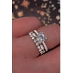 925 Silver Multilayer Round Cut White Sapphire Full Diamond Engagement ...