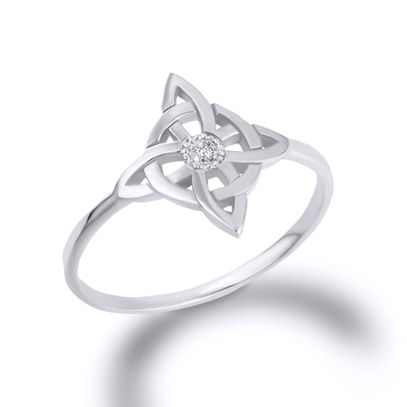 .925 Sterling Silver Wiccan Witch Knot Pagan Cubic Zirconia Ring (Size ...