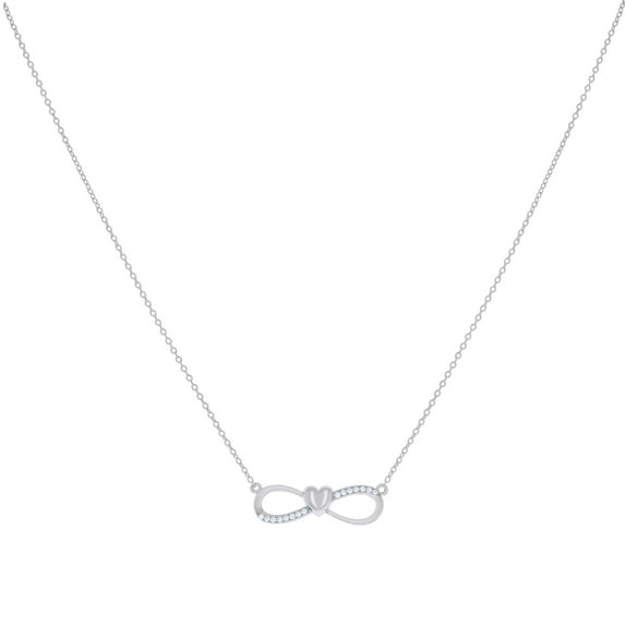 925 Sterling Silver Women Cubic Zirconia Rolo Link Infinity Necklace ...