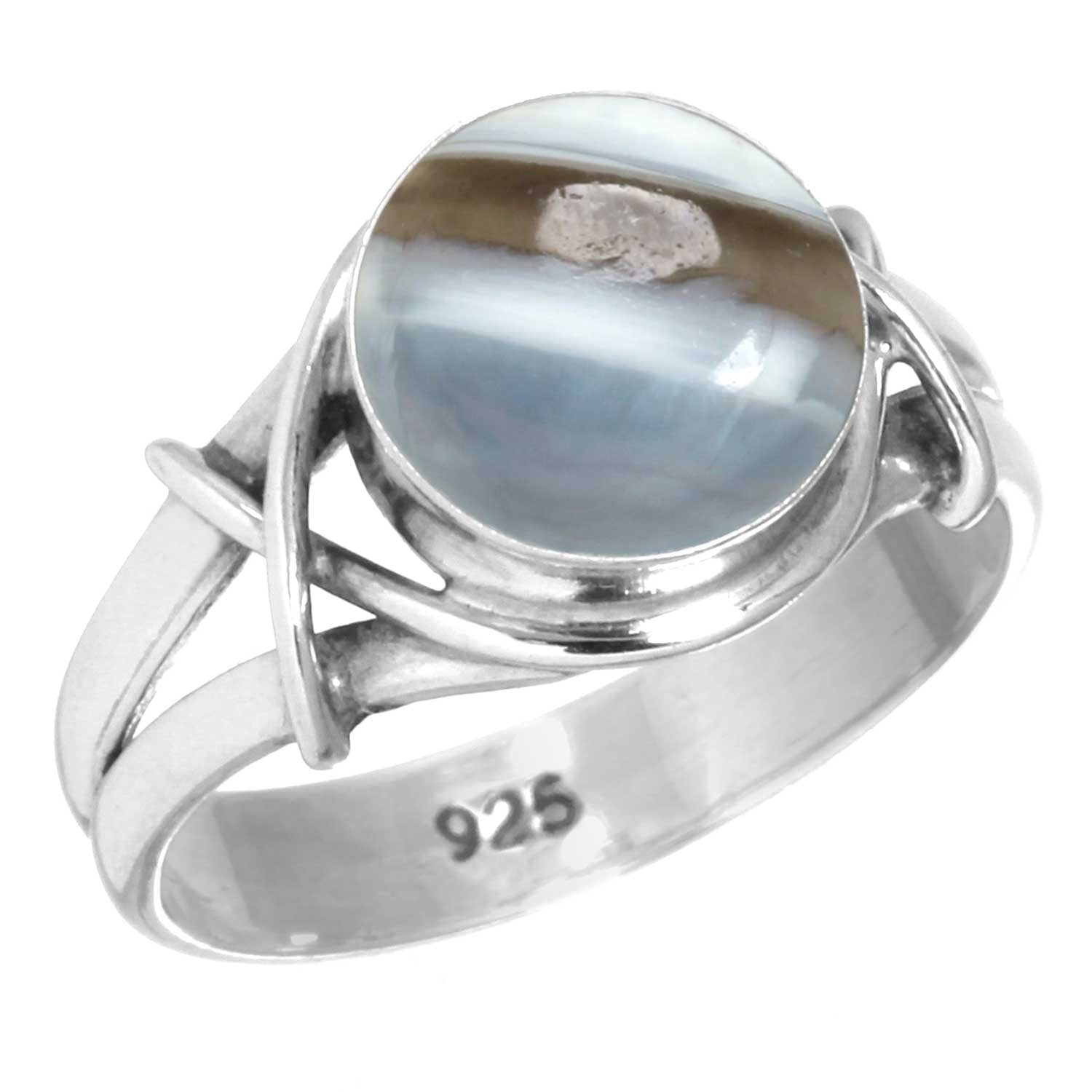 925 Sterling Silver Women Jewelry Natural Blue Opal Ring - Walmart.com