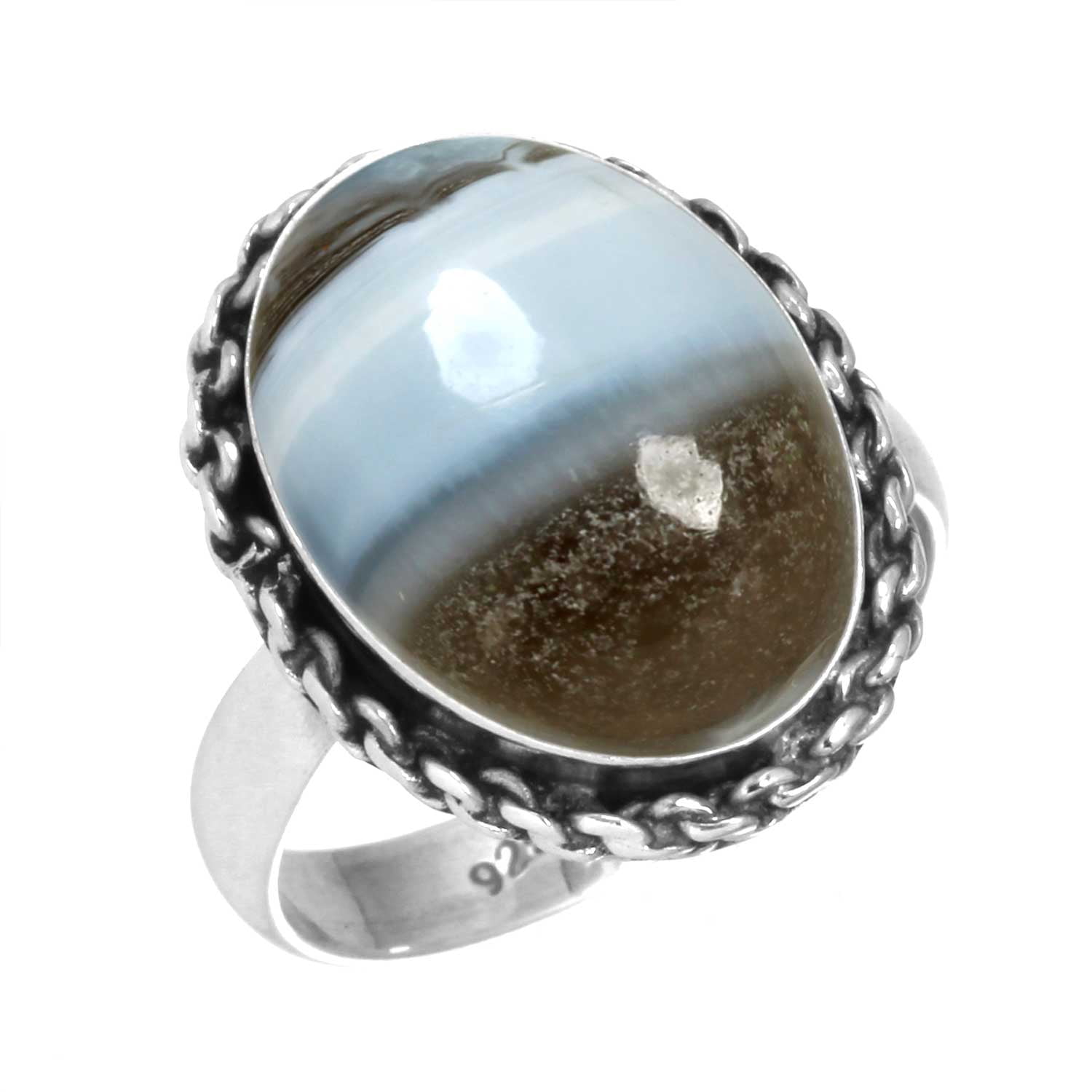 925 Sterling Silver Women Jewelry Natural Blue Opal Ring - Walmart.com