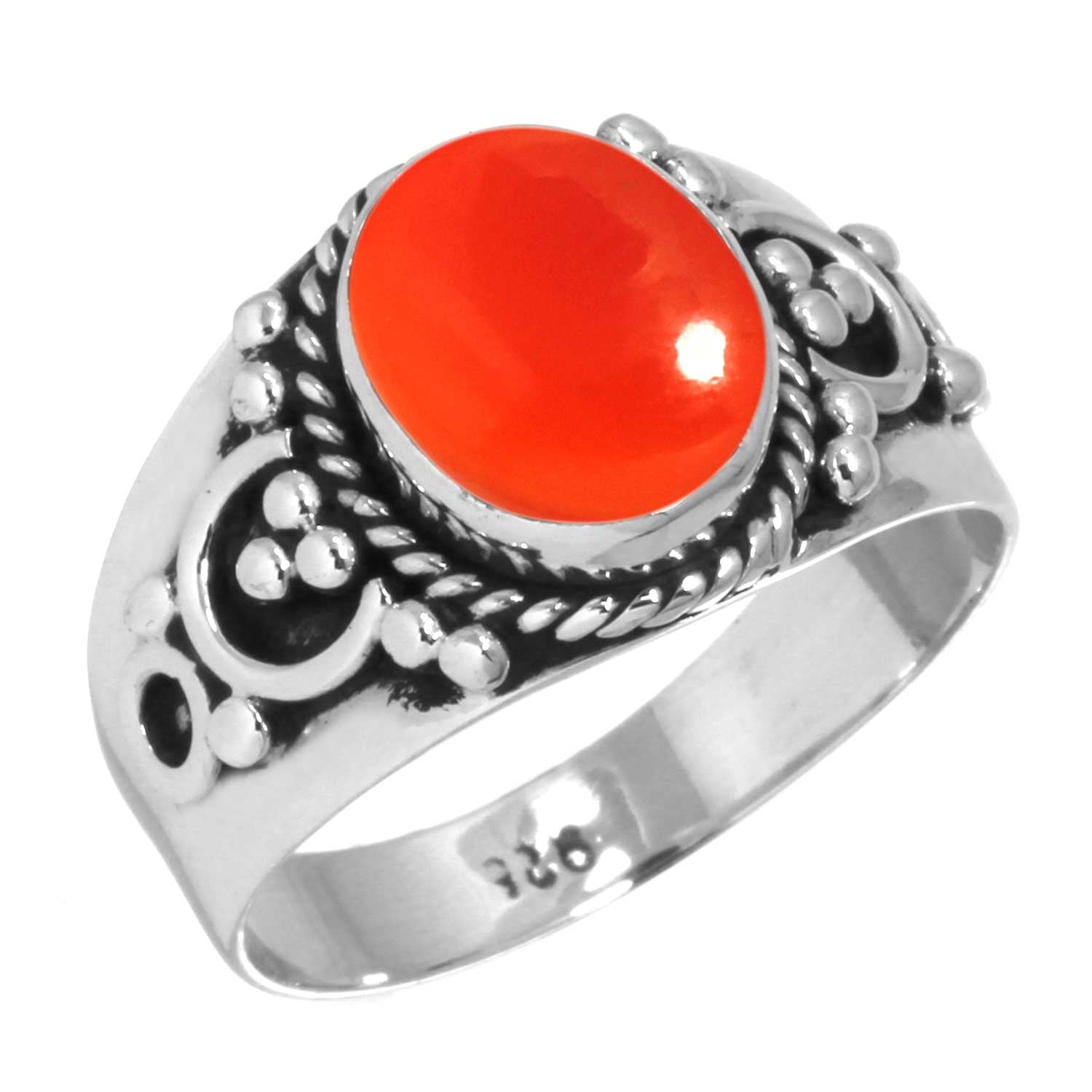 925 Sterling Silver Women Jewelry Natural Carnelian Ring - Walmart.com