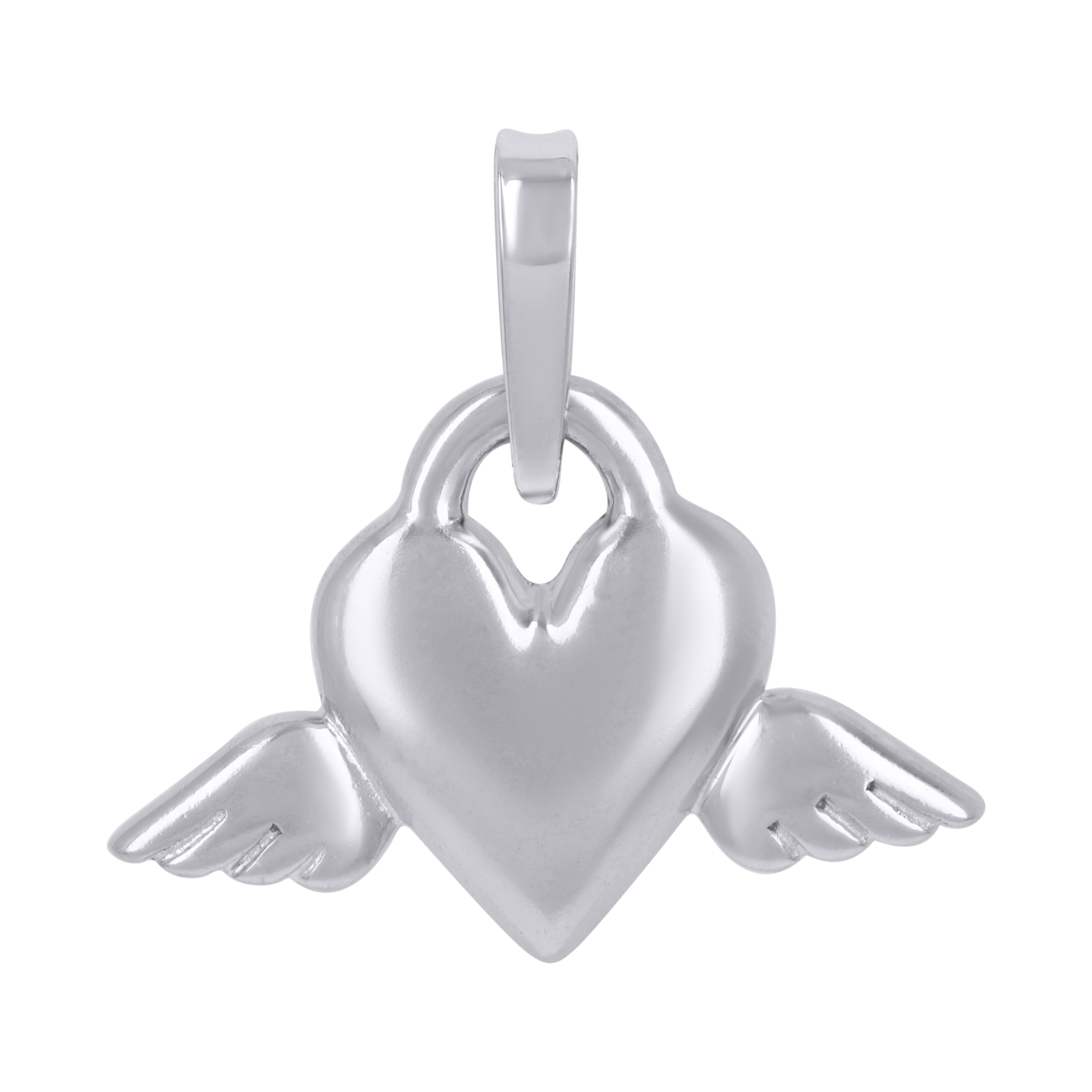 925 Sterling Silver Women's Flying Heart Lock w/ Angel Wings Pendant ...