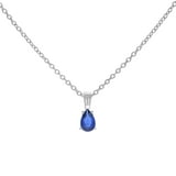 925 Sterling Silver Womens Blue Pear Cubic-Zirconia Tear Drop Charm ...
